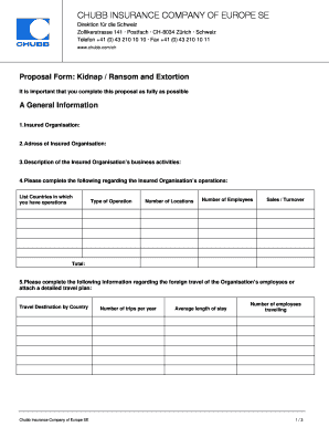 Fillable Online Proposal Form Kidnap Ransom and Extortion Fax Email ...