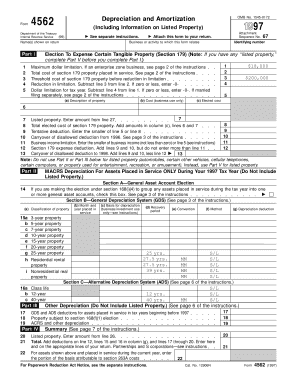 Fillable Online irs 1997 Form 4562. Depreciation and Amortizaton Fax ...