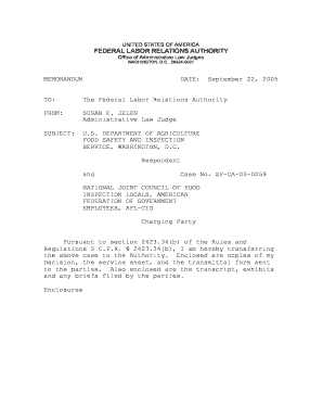 Fillable Online flra FOOD SAFETY AND INSPECTION - flra Fax Email Print ...