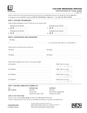 Fillable Online TIAA-CREF Brokerage Services Certification of Legal ...