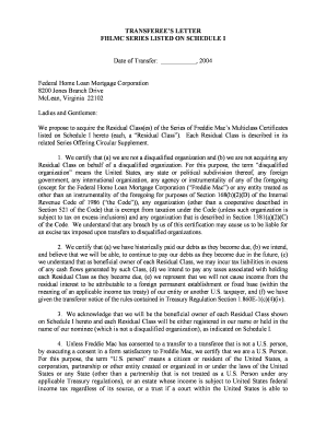 Fillable Online Transferee’s Letter for Acquisition of Residual Classes ...