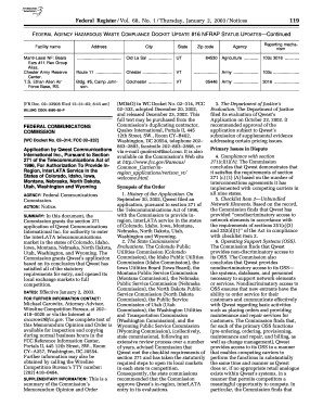 Fillable Online gpo FEDERAL AGENCY HAZARDOUS WASTE COMPLIANCE DOCKET ...