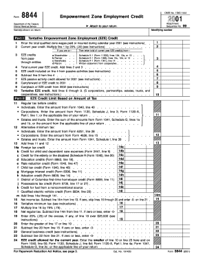 Fillable Online irs 2001 form 8844 Fax Email Print - pdfFiller