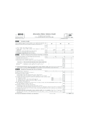 Fillable Online irs 2005 Form 8910. Alternative Motor Vehicle Credit ...