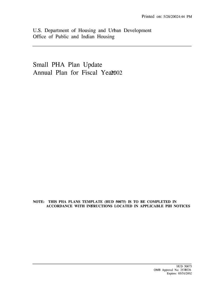 Fillable Online Small PHA Plan Update Fax Email Print - pdfFiller