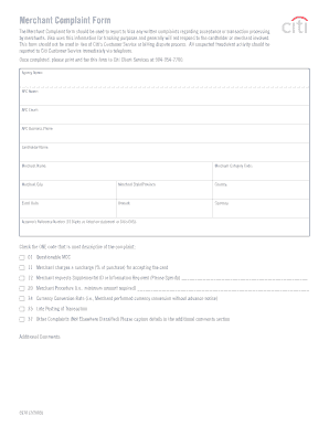 Fillable Online Merchant Complaint Form Fax Email Print - pdfFiller