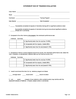 Fillable Online Internship End of Training Evaluation Fax Email Print ...