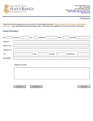 Fillable Online United States Navy Band CD Request Fax Email Print ...