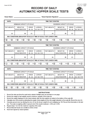 Fillable Online fakr noaa Record of Daily Automatic Hopper Scale Tests ...