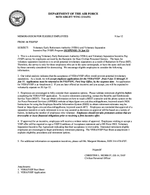 Fillable Online Voluntary Early Retirement and Separation Incentive ...