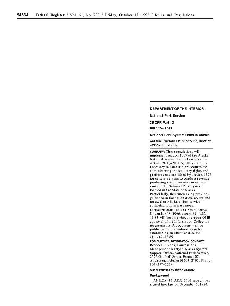 36 CFR Part 13: Fill out & sign online | DocHub