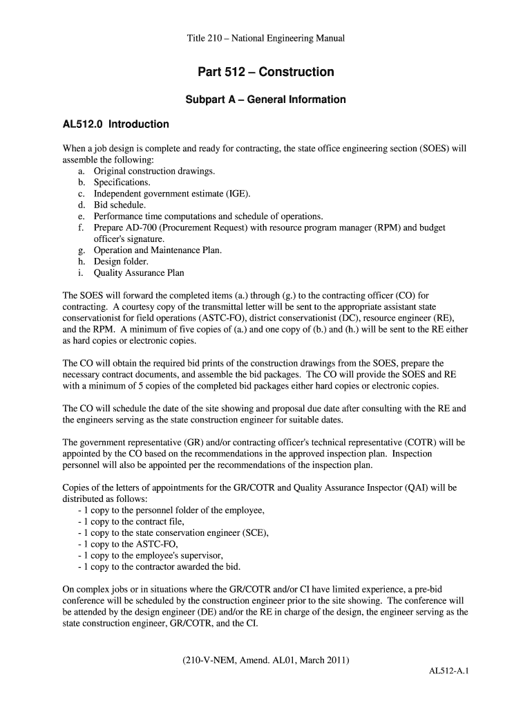 Fillable Online National Engineering Manual Part 512 – Construction Fax ...