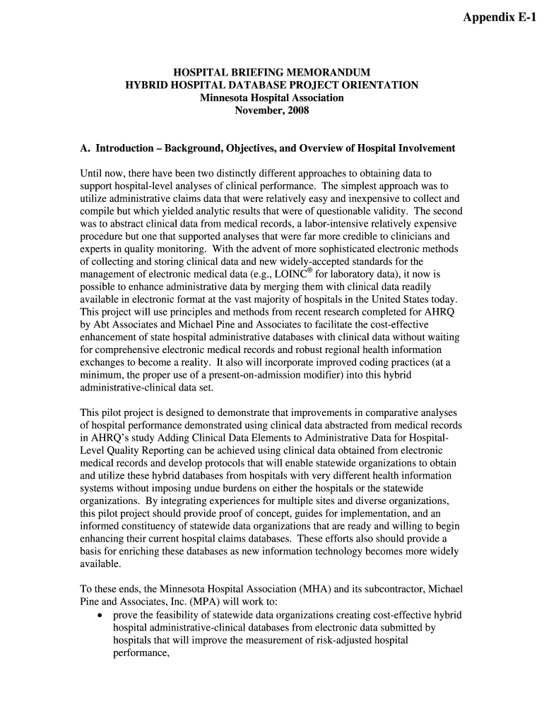 Fillable Online HOSPITAL BRIEFING MEMORANDUM Fax Email Print - pdfFiller