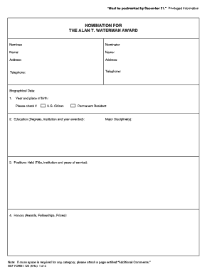 Fillable Online nsf NSF Form 1123, Nomination Form Fax Email Print ...