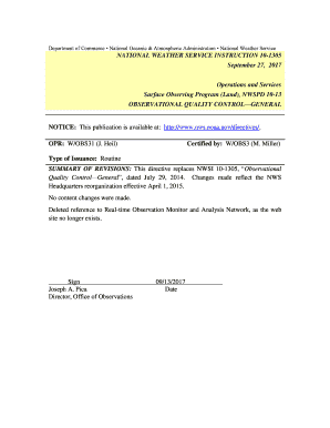 Fillable Online nws noaa NATIONAL WEATHER SERVICE INSTRUCTION 10-1305 ...