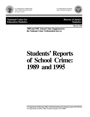 Fillable Online bjs ojp usdoj Students Reports of School Crime. school ...