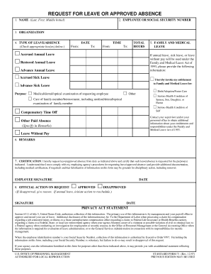 Fillable Online oro doe If annual leave, sick leave, or leave Fax Email Print - pdfFiller