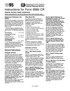 Fillable Online irs 1995 Instructions for Form 8582-CR - irs Fax Email ...
