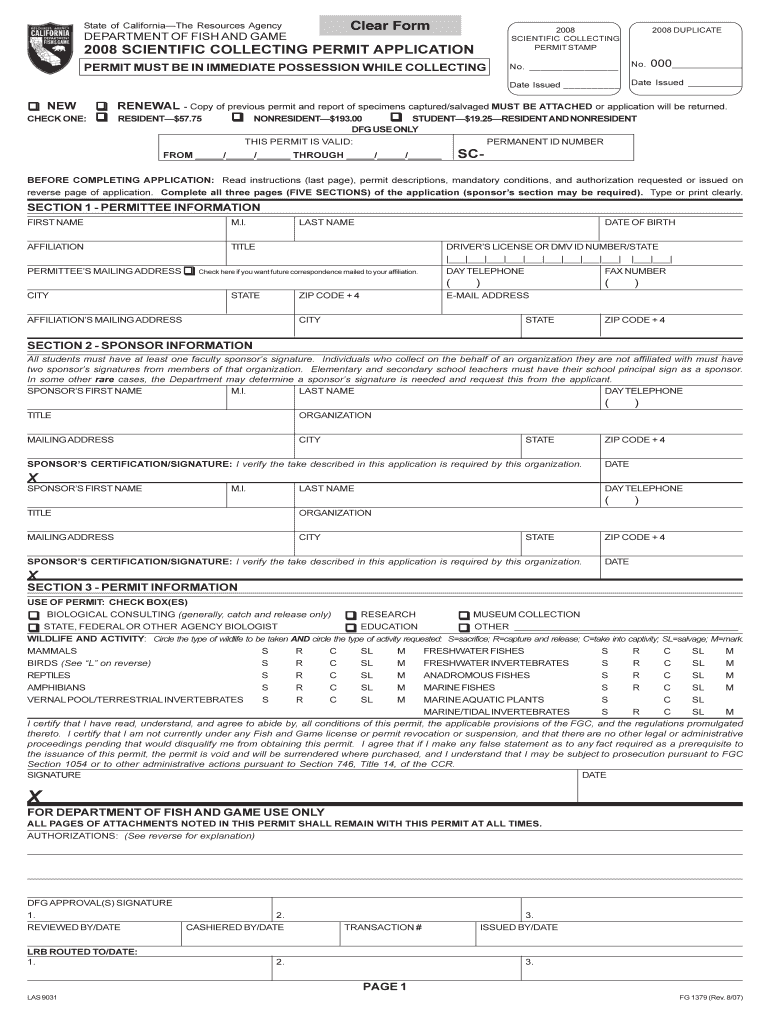 Fillable Online Scientific Collecting Permit Instructions Fax Email Print - pdfFiller