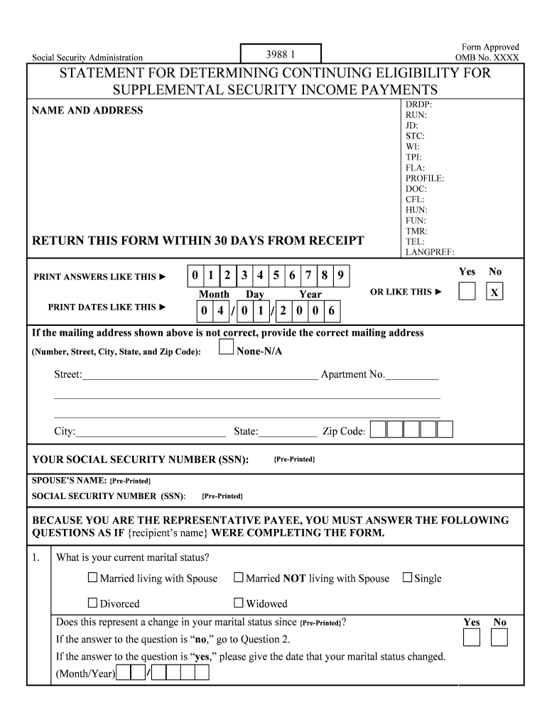 Fillable Online secure ssa SUPPLEMENTAL SECURITY INCOME PAYMENTS Fax ...