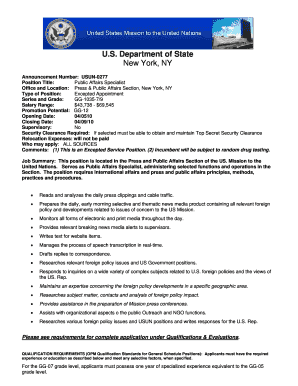 Fillable Online usun state US Mission to the United Nations - U.S ...