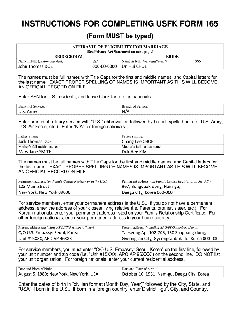 Fillable Online 8tharmy korea army 165 e form Fax Email Print - pdfFiller
