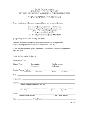 Fillable Online state nj STATE OF NEW JERSEY DEPARTMENT OF THE TREASURY ...