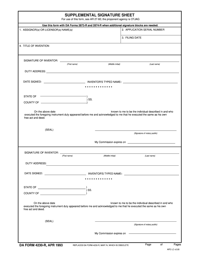 Fillable Online Supplemental Signature Sheet for Inventors Fax Email ...