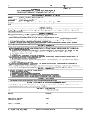 Fillable Online armypubs army AGREEMENT HEALTH PROFESSIONALS LOAN ...