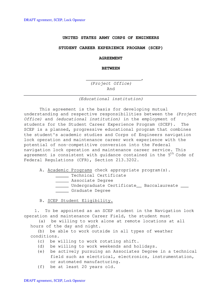 Fillable Online Student Career Experience Program (SCEP) Agreement Fax ...
