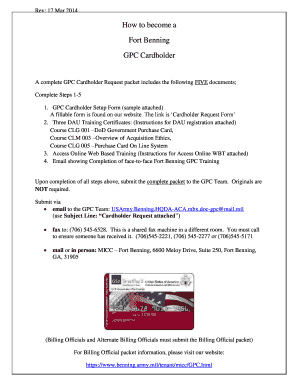 Fillable Online benning army GPC Cardholder - benning army Fax Email ...