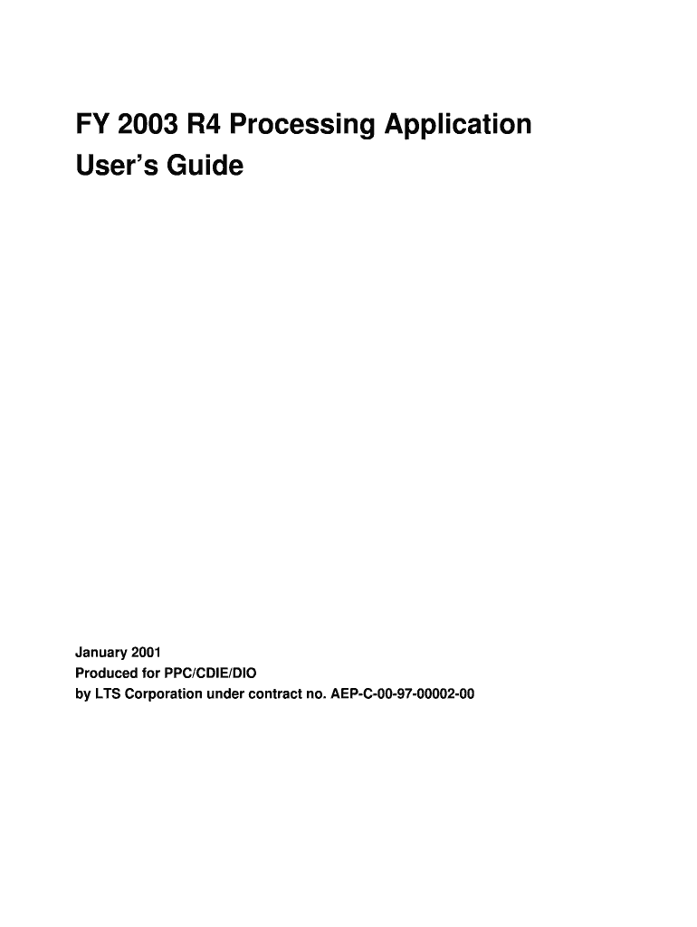 Fillable Online User's Guide for FY 2003 R4 Processing Application Fax ...