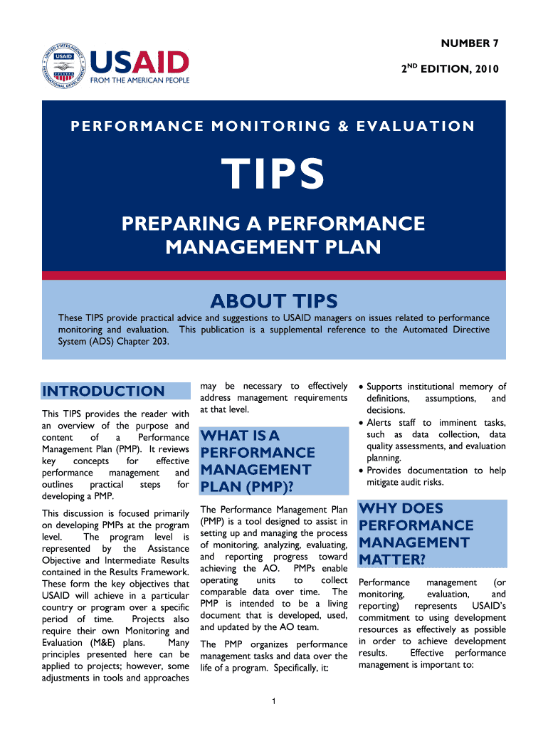 Fillable Online Performance Management Plan (PMP) Guidance Fax Email ...