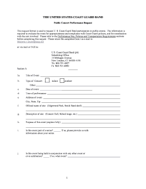 Fillable Online U.S. Coast Guard Band Public Concert Performance ...