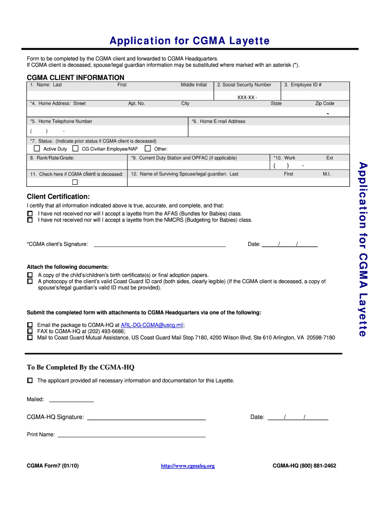 Fillable Online Application for CGMA Layette Fax Email Print - pdfFiller