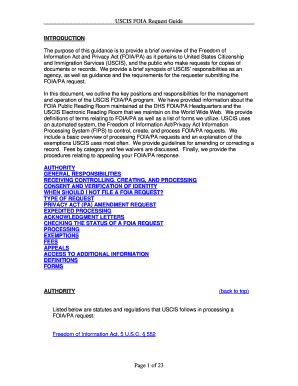 Fillable Online USCIS FOIA Request Guide Fax Email Print - pdfFiller