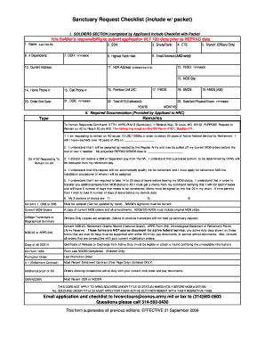 Fillable Online carson army Sanctuary Request Packet Checklist - carson ...