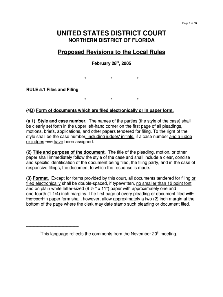 Proposed Revisions to Local Rules - the Northern District of Florida ...