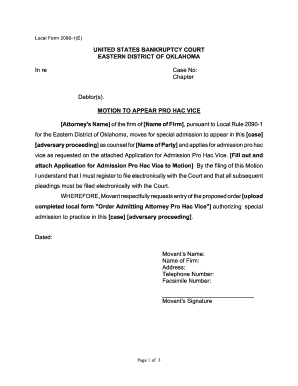 Pro Hac Vice Oklahoma - Fill Online, Printable, Fillable, Blank | pdfFiller
