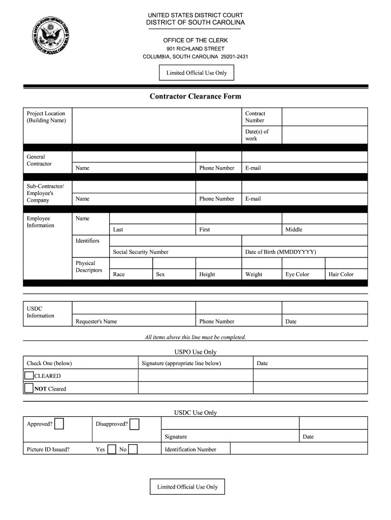 Fillable Online Contractor Clearance Form Fax Email Print - pdfFiller