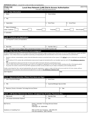 Fillable Online fsa usda FFAS-13C, Local Area Network (LAN) Dial-In ...