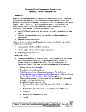 Fillable Online Integrated Pest Management Plan Criteria Fax Email ...