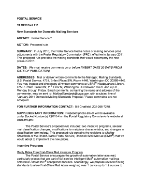 Fillable Online Federal Register notice - USPS Fax Email Print - pdfFiller