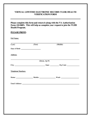 Fillable Online VLER Health Verification Form Fax Email Print - pdfFiller