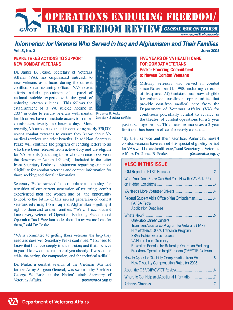 Operations enduring freedom - publichealth va: Fill out & sign online ...