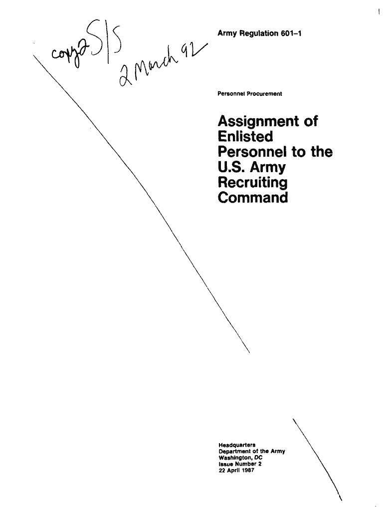 Fillable Online Personnel Procurement Assignment of Enlisted Personnel to the U.S. Army ...