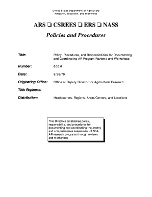 Fillable Online afm ars usda Policy, Procedures, and Responsibilities ...