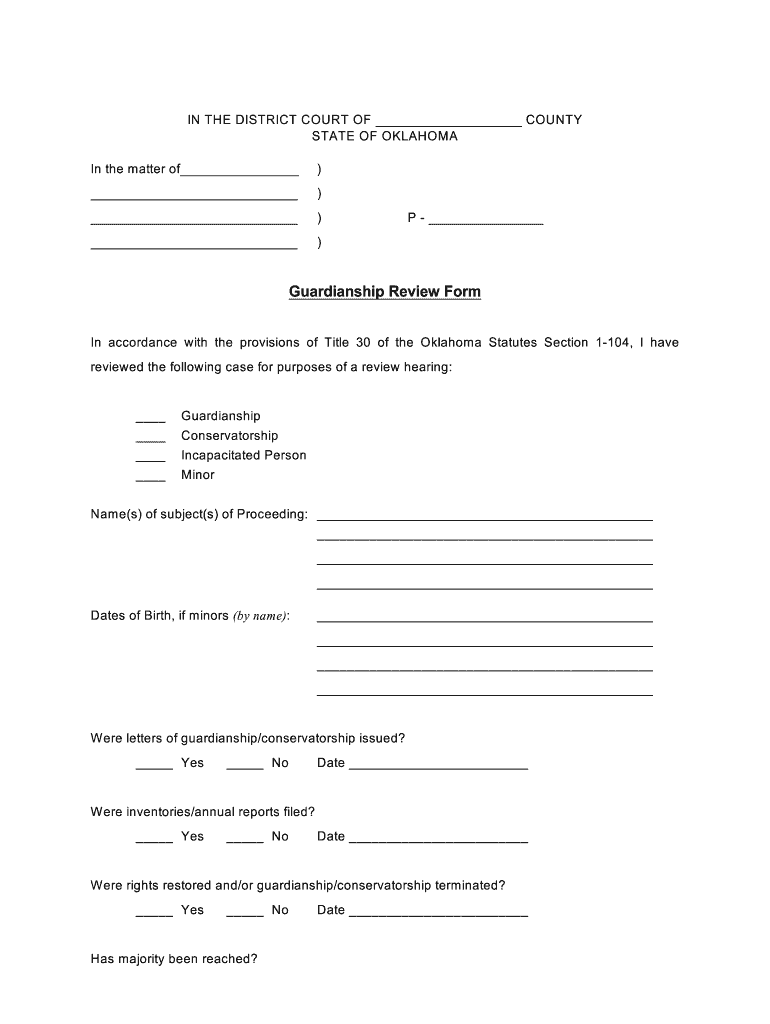 Fillable Online Guardianship Review Form Fax Email Print - pdfFiller