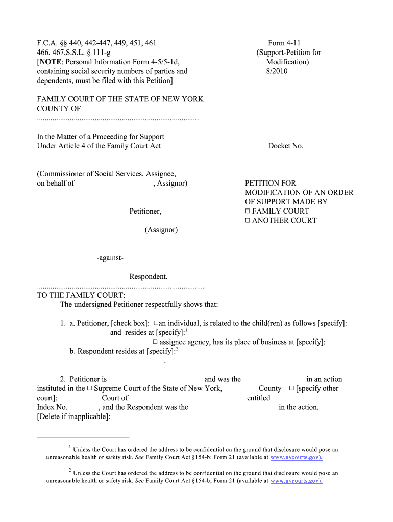 Form 4 11 Support Petition For Modification 2020 Fill And Sign 