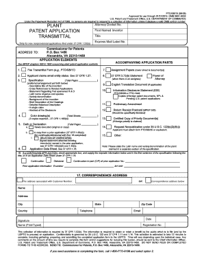 Fillable Online Plant Patent Application Transmittal Fax Email Print ...